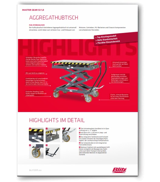 Blitz Master Gear S3 1.0 – Getriebe- und Aggregateheber für Elektroauto ...
